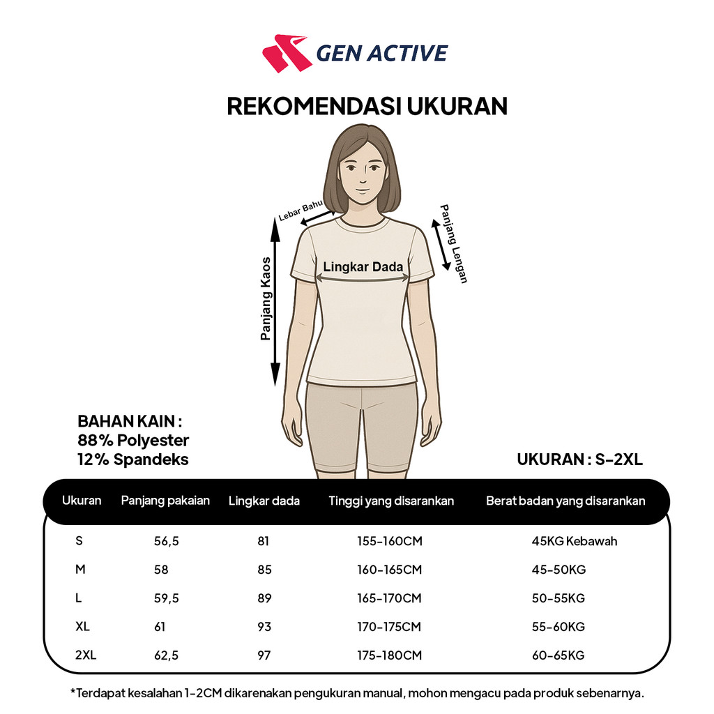Jual GEN ACTIVE Kaos Olahraga Baju Sport Gym Fitness Pilates Kaos ...