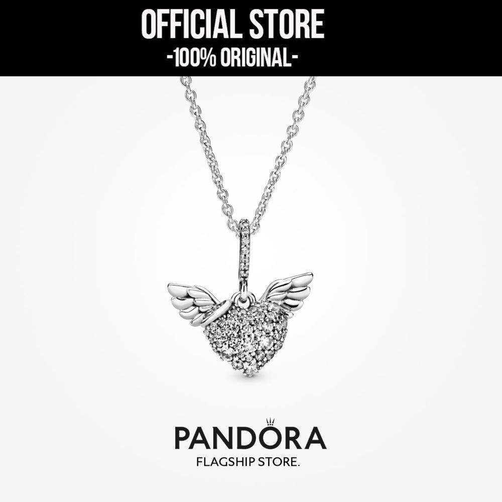 Jual Pandora Pavé Heart and Angel Wings Necklace (45cm) Kalung Wanita ...
