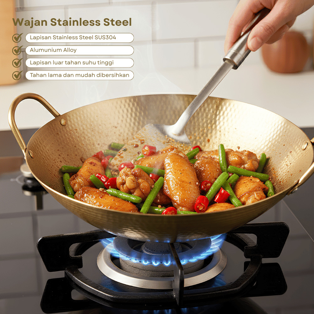 Jual JOYCOOK Wajan Stainless Steel Penggorengan Anti Lengket Food Grade ...