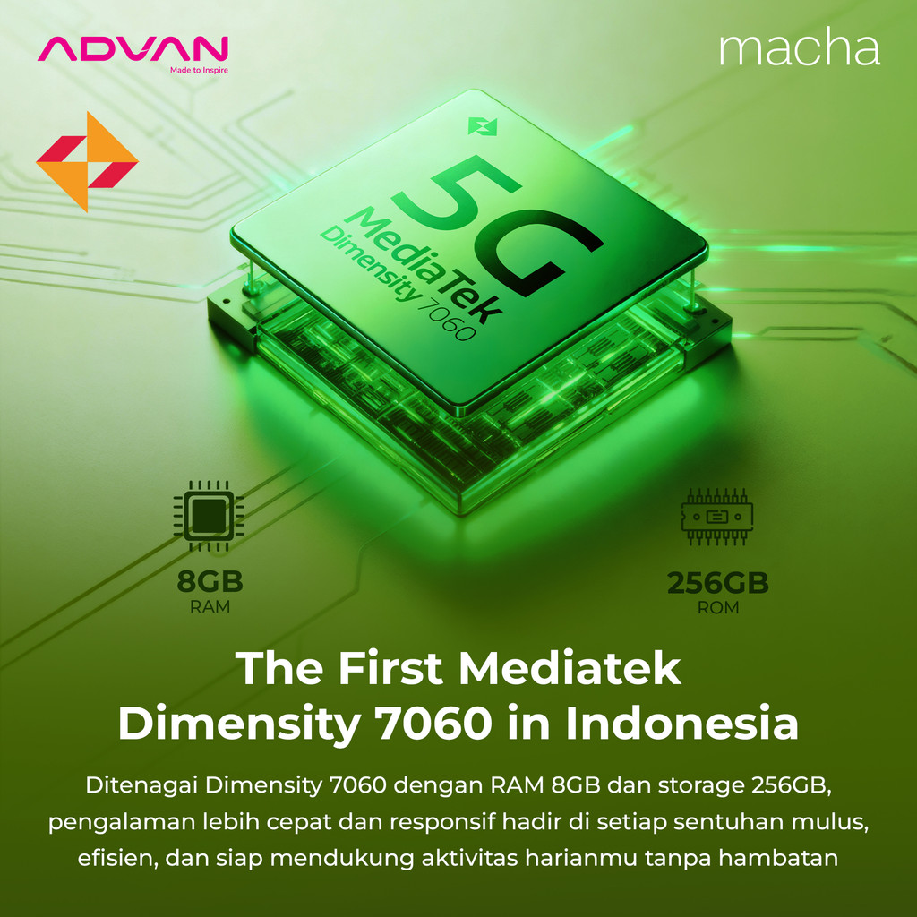 Jual ADVAN Smartphone Macha 5G | Dimensity 7060 | AMOLED 6.67 Inch ...