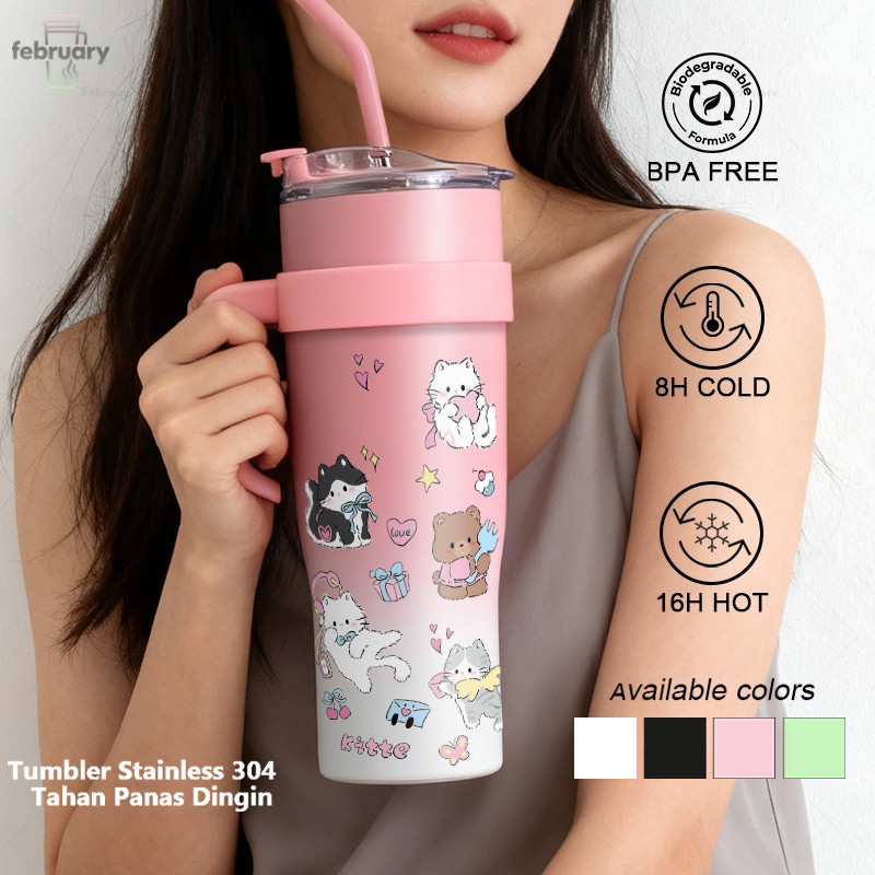 Jual Viral Tumbler 1 liter stainless aesthetic cute tumbler pink besar ...