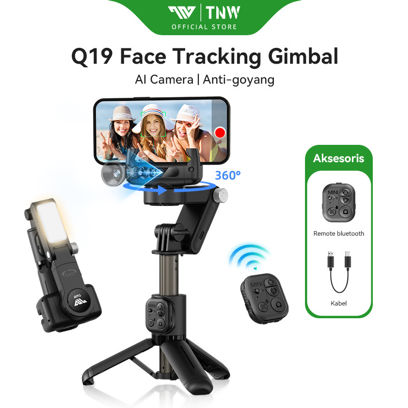 Jual TNW Q19 AI Gimbal Stabilizer Auto Face Tracking Stabilizer ...