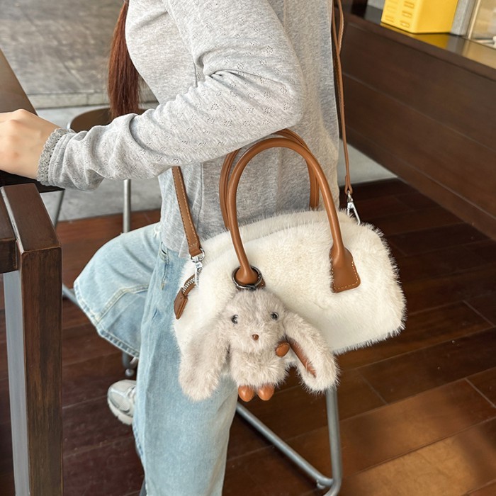 Jual Tas Bulu Wanita Korea Model Polos Aesthetic untuk Kerja Tas Ketek ...