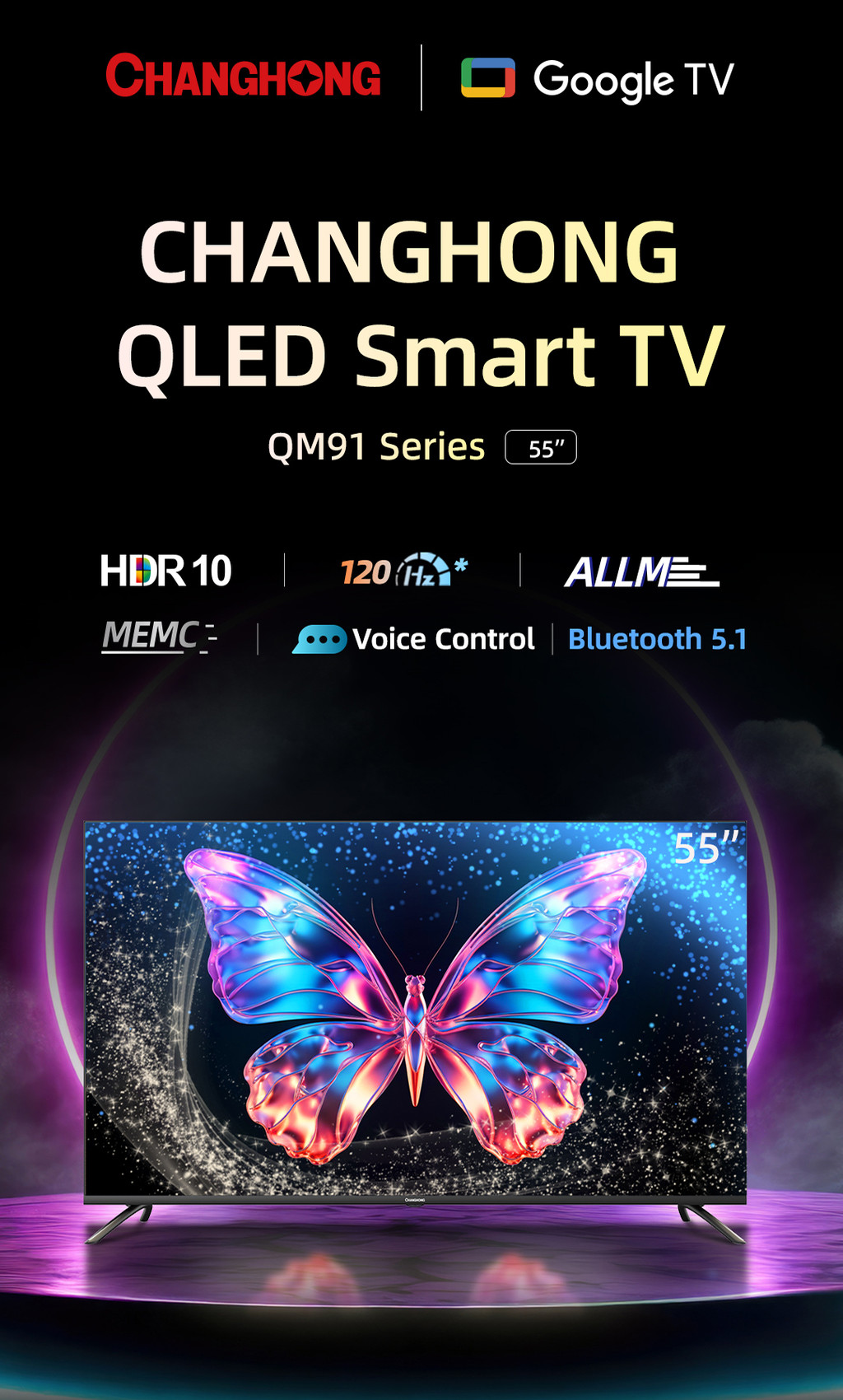 Jual [NEW PRODUCT] Changhong QLED TV 4K 55 inch Google Smart QLED PRO ...