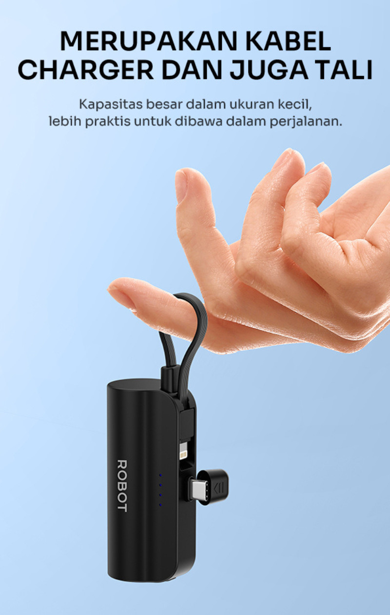 Jual GAMEN ROBOT Powerbank Mini Lipstick 4500mAh Dual Kabel Fast ...