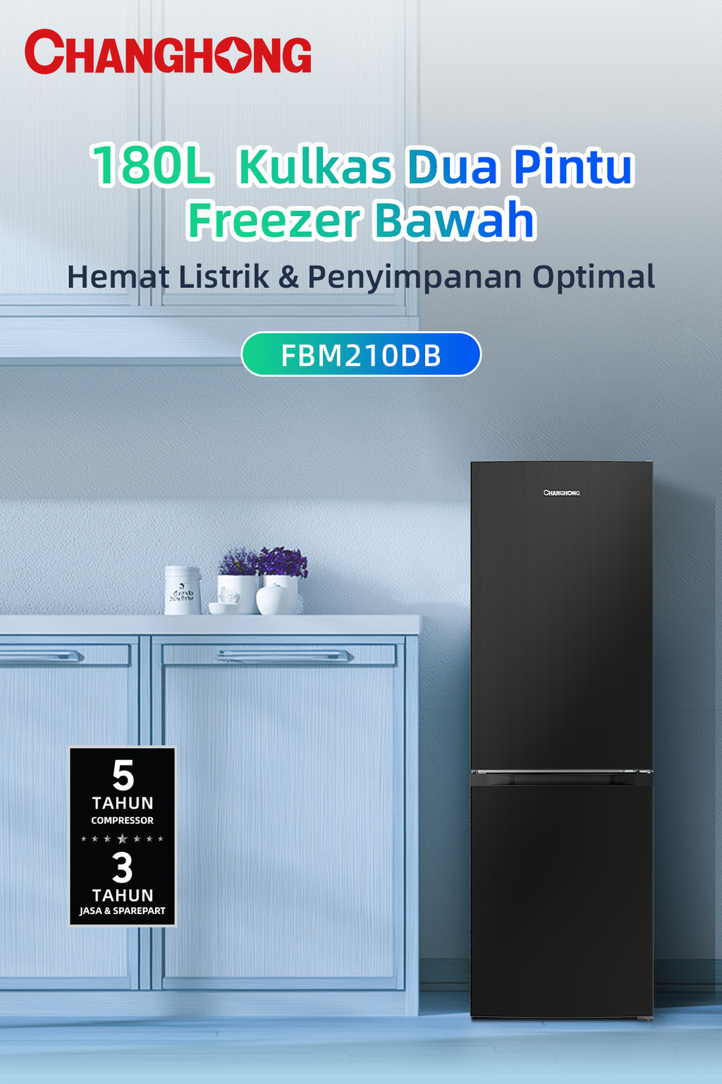 Jual New Changhong Kulkas 2 Pintu (Bottom Mounted Refrigerator) Lemari ...