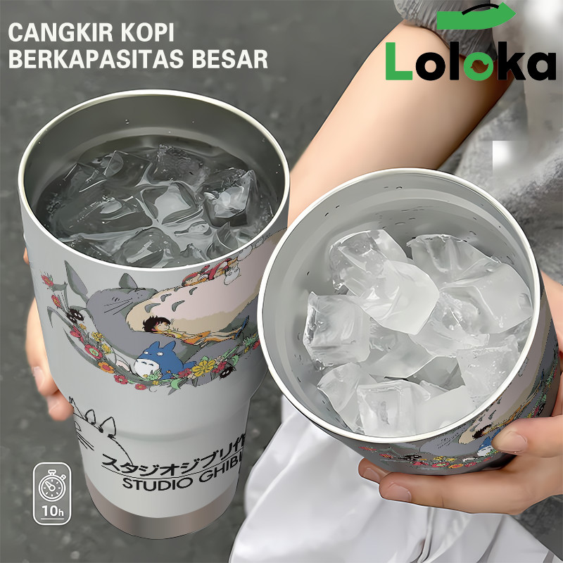 Jual Tumbler Kopi Ghibli Studio 900ML Coffee Cup 304 Stainless Steel ...