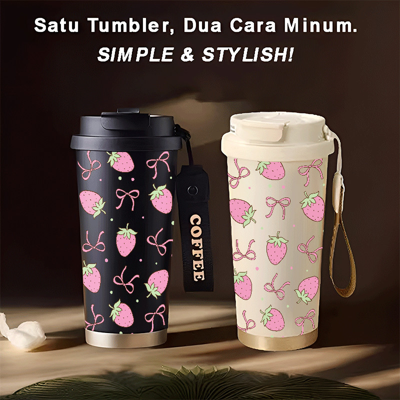 Jual Tumbler Strawberry 500ml Stainless Steel 316 Portable Botol Minum ...
