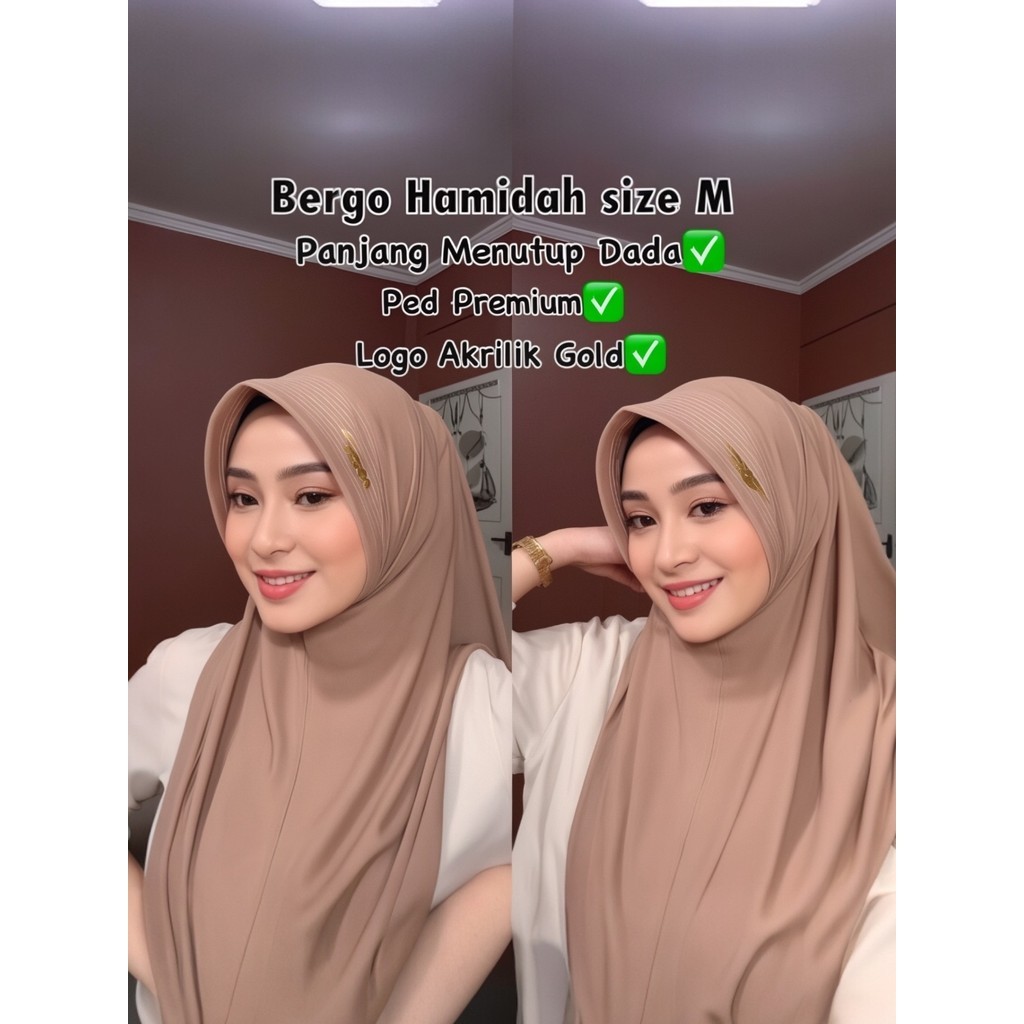 Jual PROMO!!!!HIJAB BERGO HAMIDAH INSTAN SIZE M LABEL BESI (PREMIUM) | Shopee Indonesia