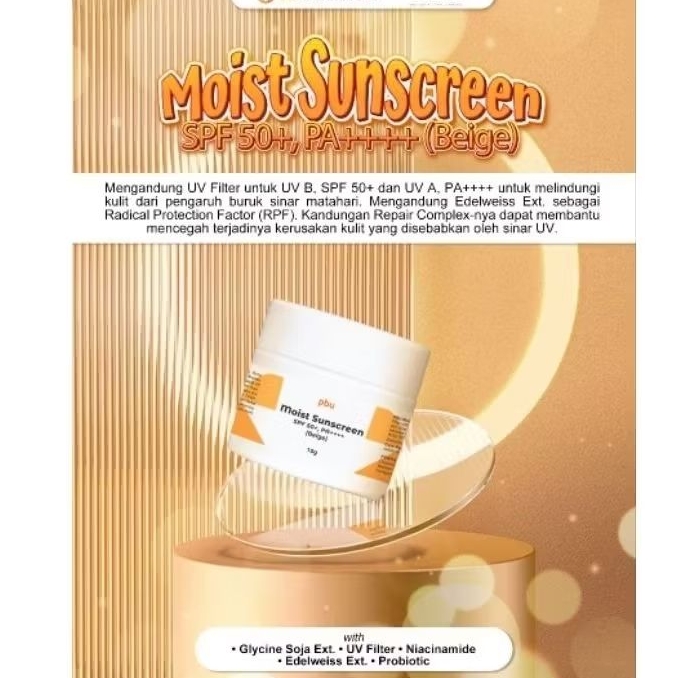 Jual Pbu Moist Sunscreen Beige SPF 50 PA+++ 10 GRAM | Shopee Indonesia