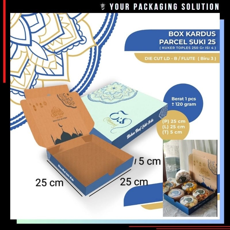 Jual BOX PARCEL SUKI 25 ~ 25x25x5cm LD (KuKer Toples 250gr isi 4) Kotak ...