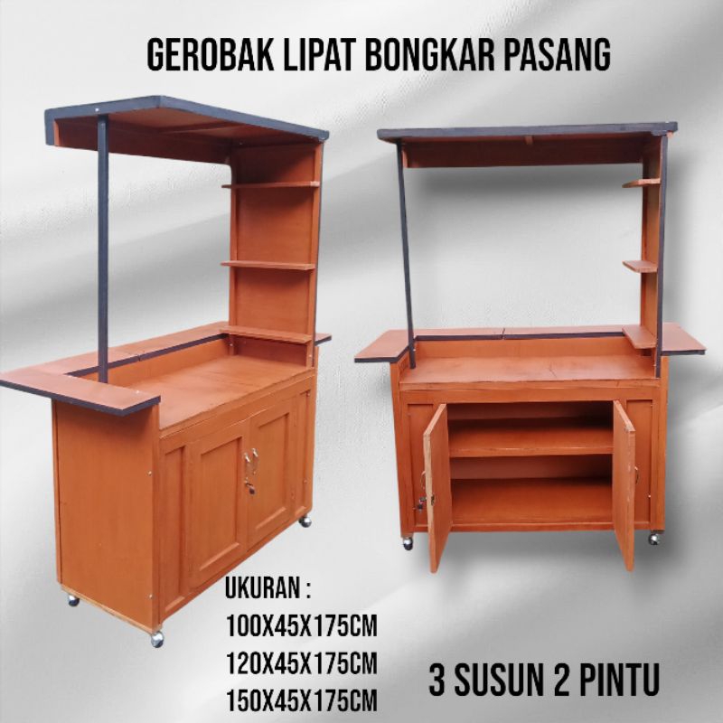 Jual BISA BONGKAR PASANG /gerobak jualan/ booth lipat portable/ booth kayu/ booth murah/ booth ...