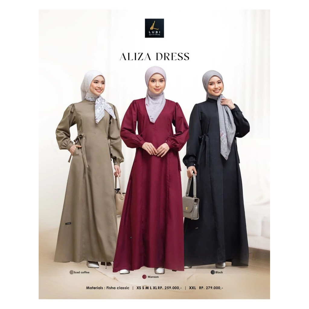 Jual Lubi Terbaru Gamis Aliza Dress Polos Busana Muslimah syari ...
