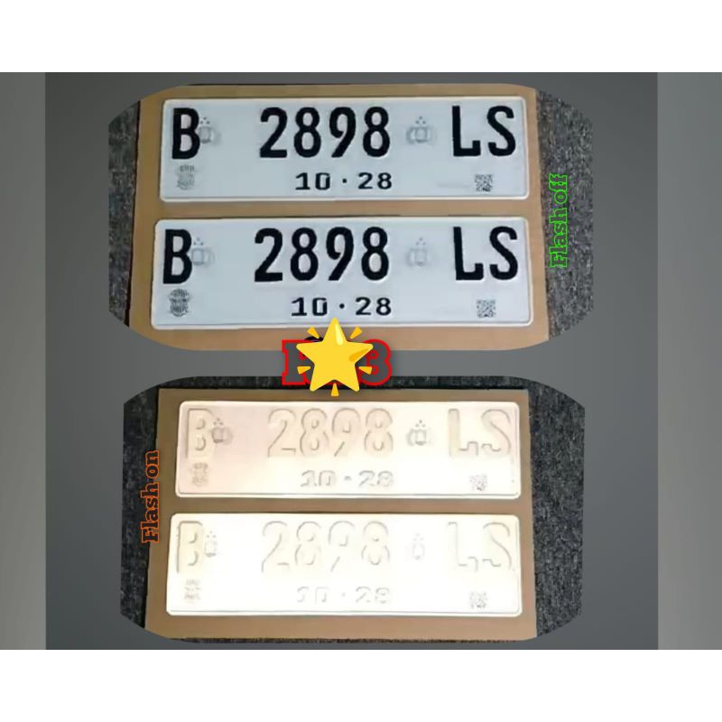 Jual pelate mobil full reflektif blank warna putih barcode QR 2pcs ...