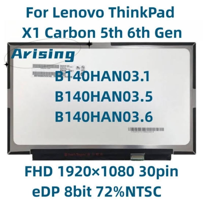 Jual LED LCD LENOVO THINKPAD X1 CARBON GEN 5 GEN 6 B140HAN03.1 ...