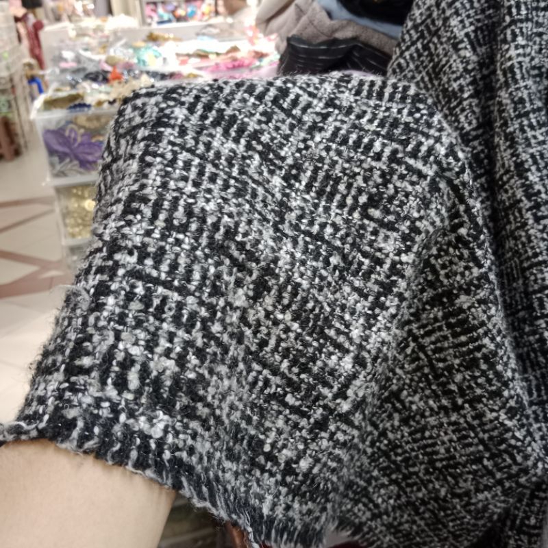 Jual bahan kàin tweed wol akrilik tebal harga per(satu meter) | Shopee ...
