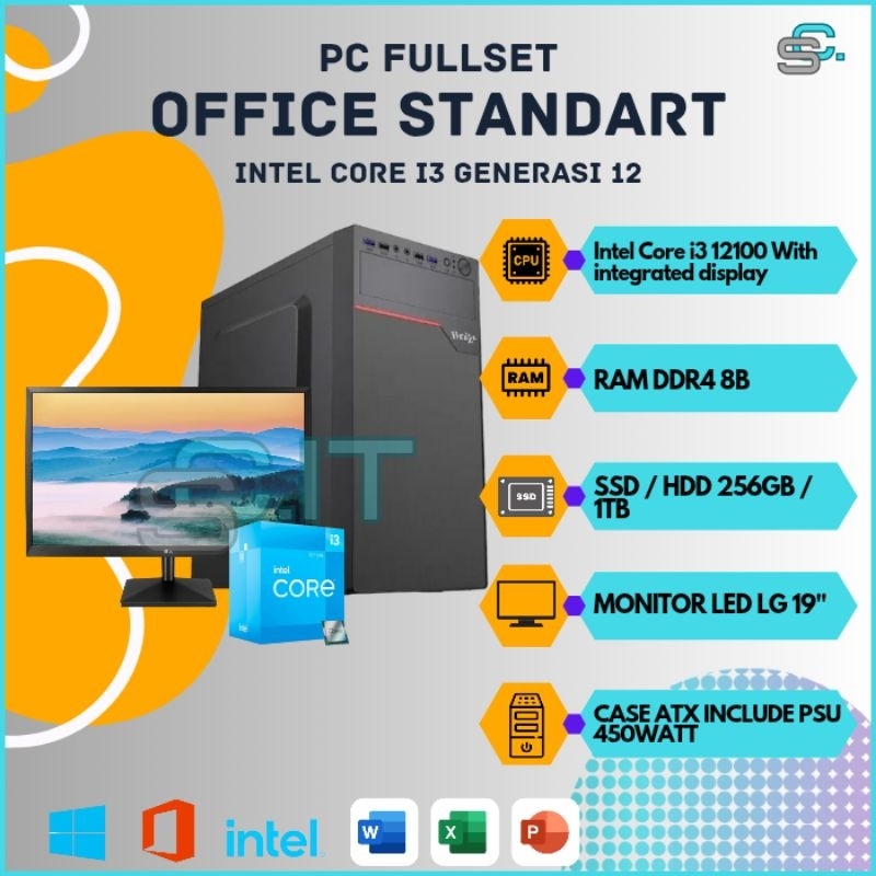 Jual KOMPUTER KANTOR CORE I3 GENERASI 12 FULLSET PC RAKITAN CORE I3 GEN ...