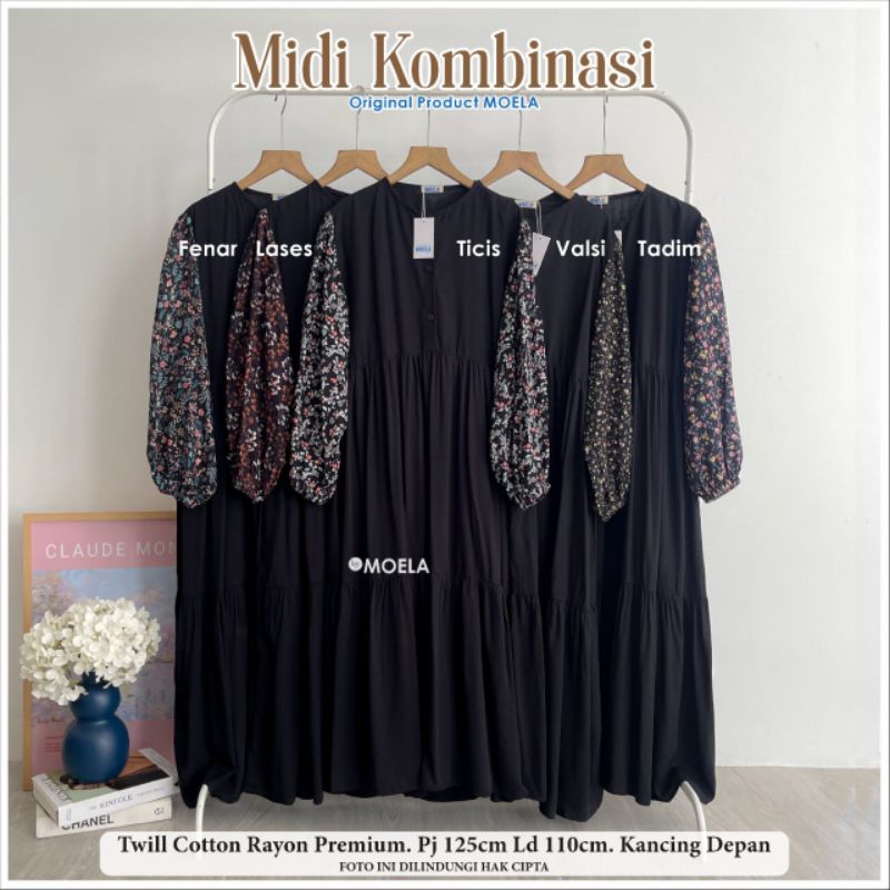 Jual Moela Berlabel Fenar Lases Tadim Ticis Valsi Midi Dress Gamis Kombinasi Jumbo Allsize Busui ...