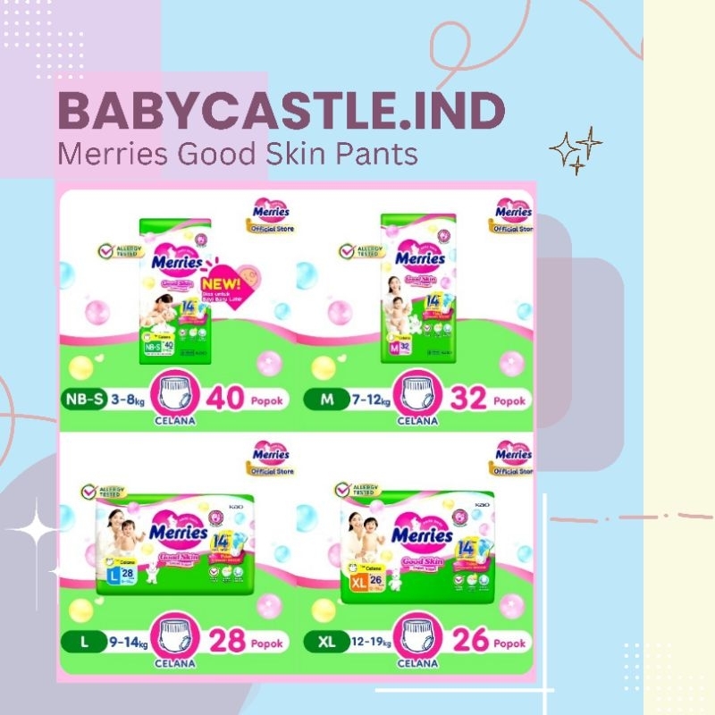 Jual [BABYCASTLE] Popok Kao Merries Pants Good Skin Baby Diaper Bayi ...
