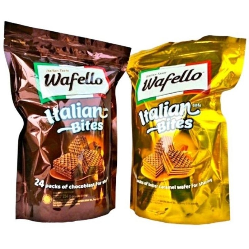 Jual wafello italian bites wafer wafello kemasan pouch isi 24 multipack ...