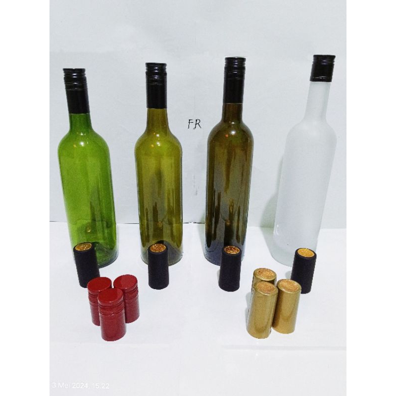 Jual botol kaca 750ml botol wine botol kaca hitam frosted coklat hijau ...