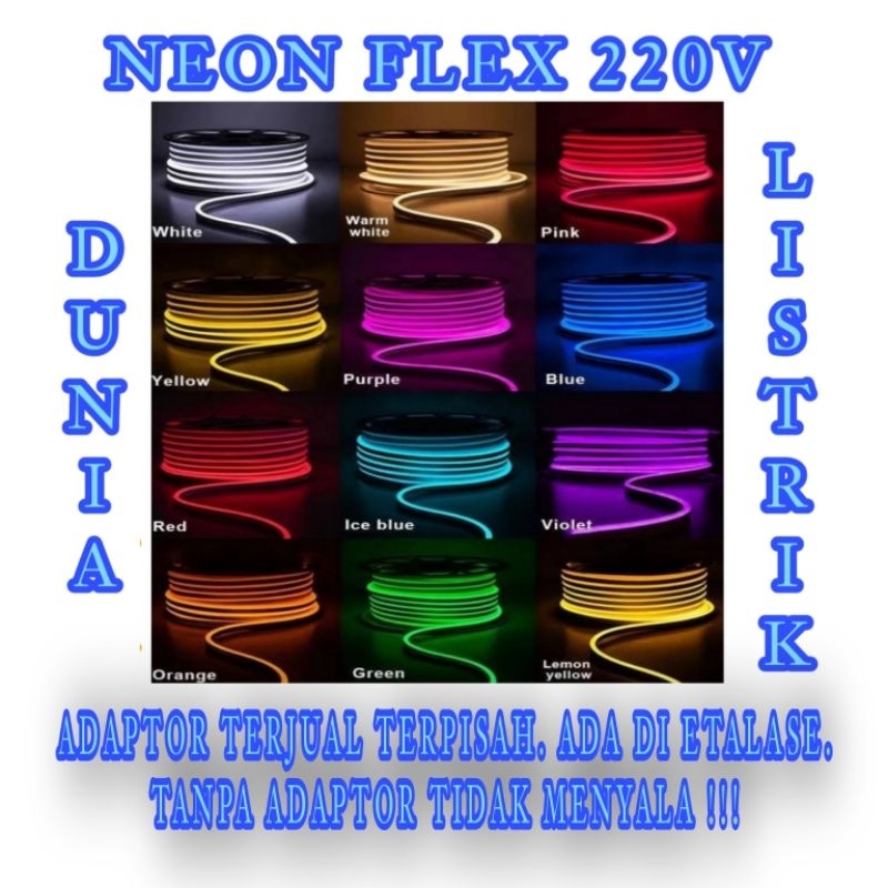 Jual LAMPU LED NEON FLEX 220V METERAN (1-100M) OUTDOOR/ INDOOR TERANG ...