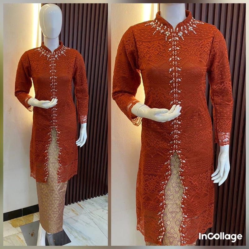 Jual Setelan kebaya brokat tunik zig-zag//kebaya brokat tunik Payet ...