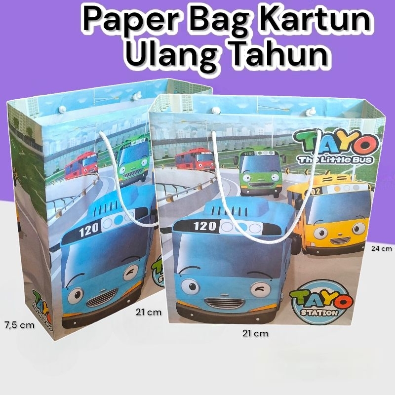 Jual Paper Bag Tayo Little Bus Isi 12 pcs (Bisa custom gambar/nama toko ...