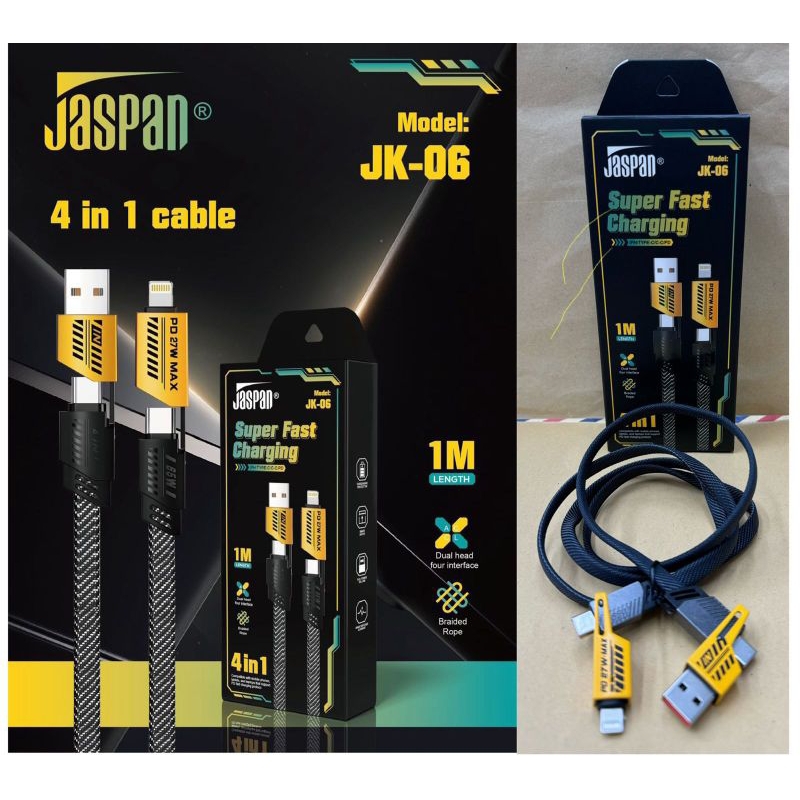 Jual JASPAN KABEL DATA JK-06 4 IN1 PENGISIAN CEPAT PD 27W FAST CHARGING ...