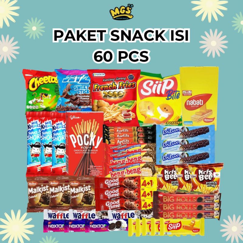 Jual paket jajanan snack kardus murah isi 60pcs | Shopee Indonesia