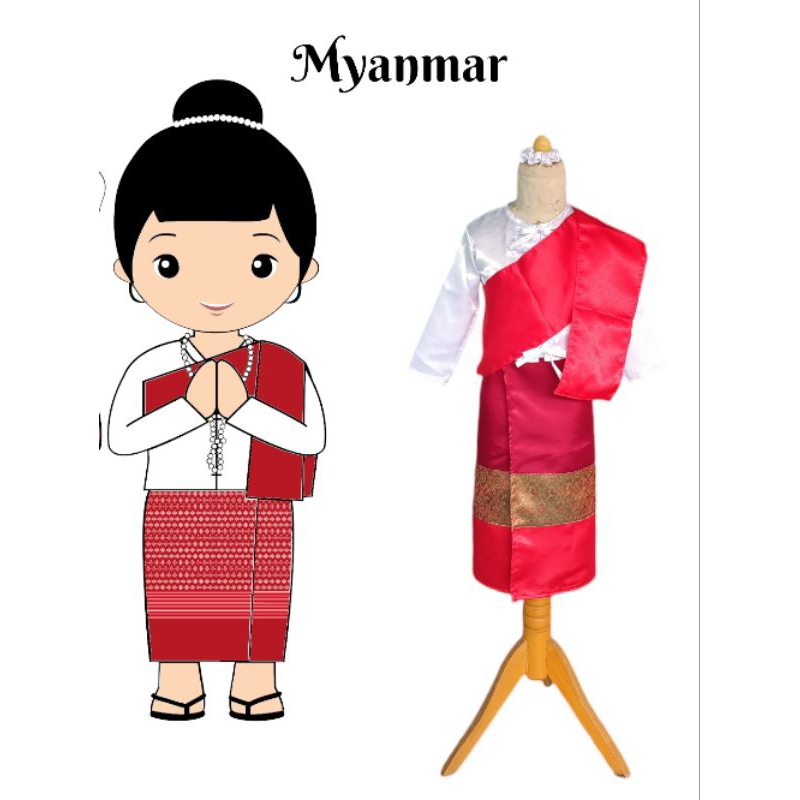 Jual Myanmar Girl/Baju Negara Burma Anak Dan Dewasa/Traditional Costume ...
