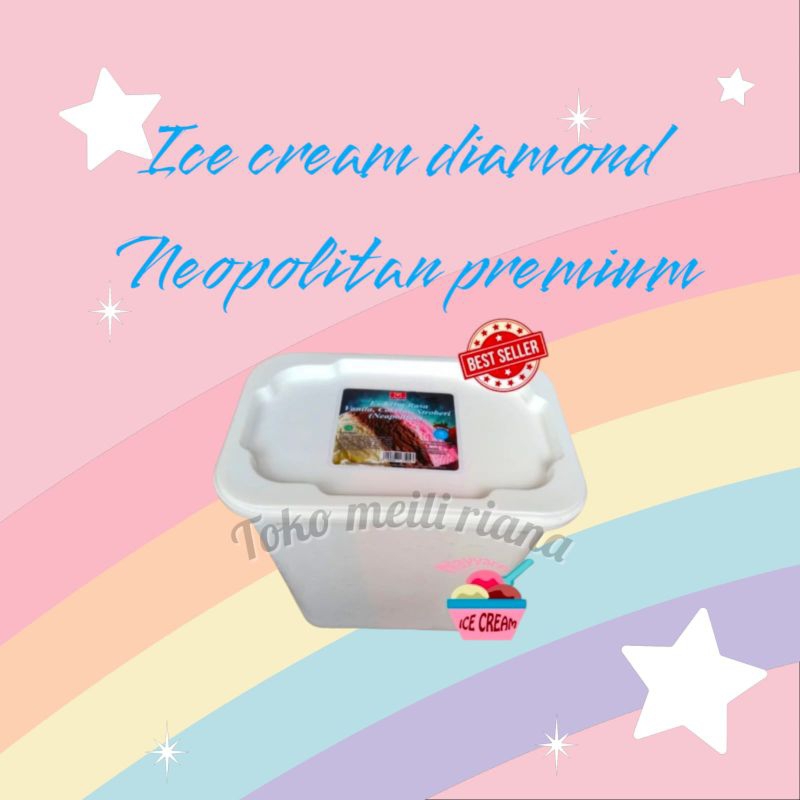 Jual ice cream diamond neopolitan ember putih premium 8 liter ice cream ...