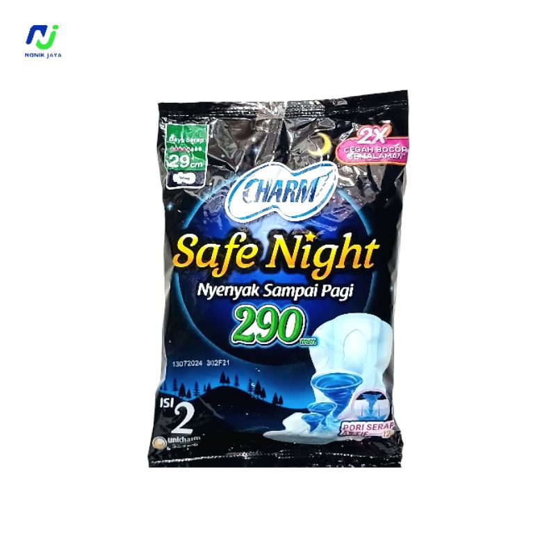 Jual Softex Charm Safe Night 29cm/2 Unicharm Renteng Isi 10 Pcs ...