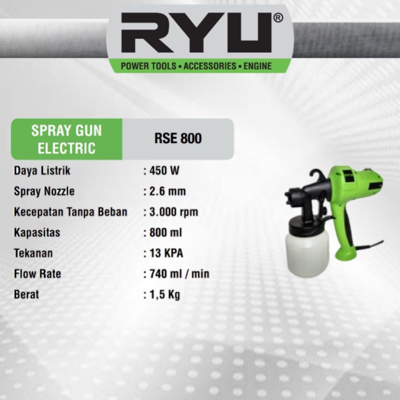Jual RYU Spray Gun Electric RSE 800 450 Watt Semprotan Cat Listrik RYU ...