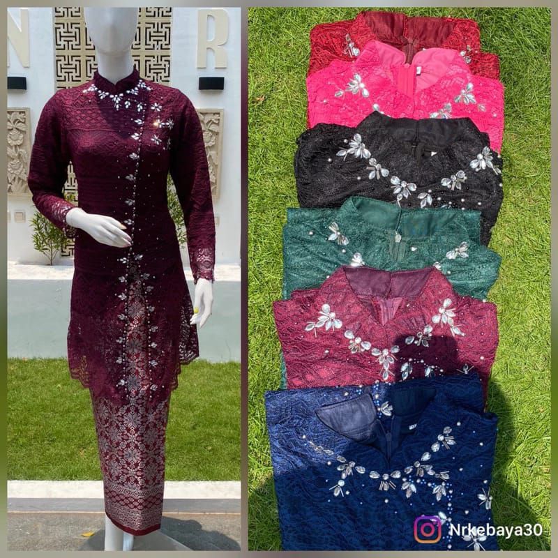 Jual Setelan kebaya brokat Vania Payet Aa/kebaya brokat tunik Payet ...
