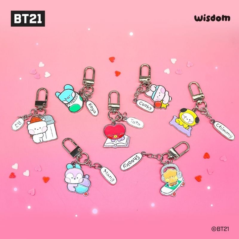 Jual OFFICIAL BT21 PINK & GREEN METAL KEYRING | Shopee Indonesia