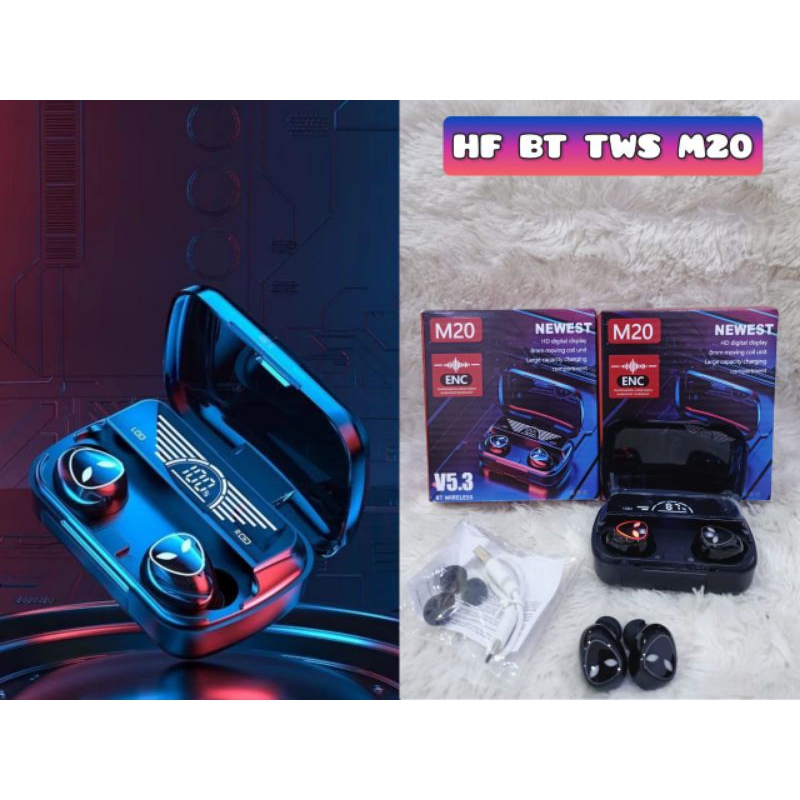 Jual M20 TWS GAMING HEADSET BLUETOOTH V5.2 WIRELESS LED DISPLAY ...