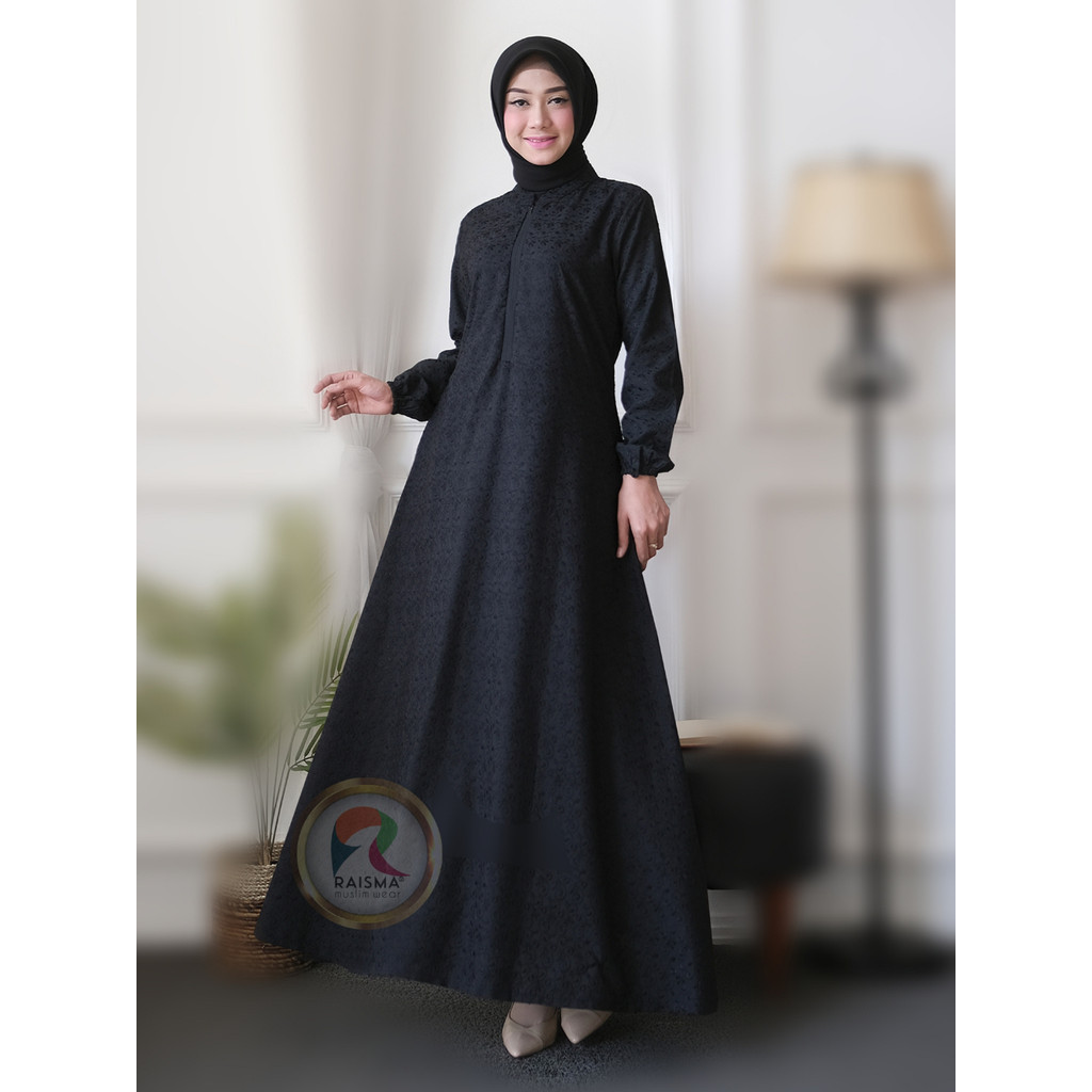 Jual Gamis Umroh Hitam Katun Bordir Wanita Model Klok Salimaa Busana ...