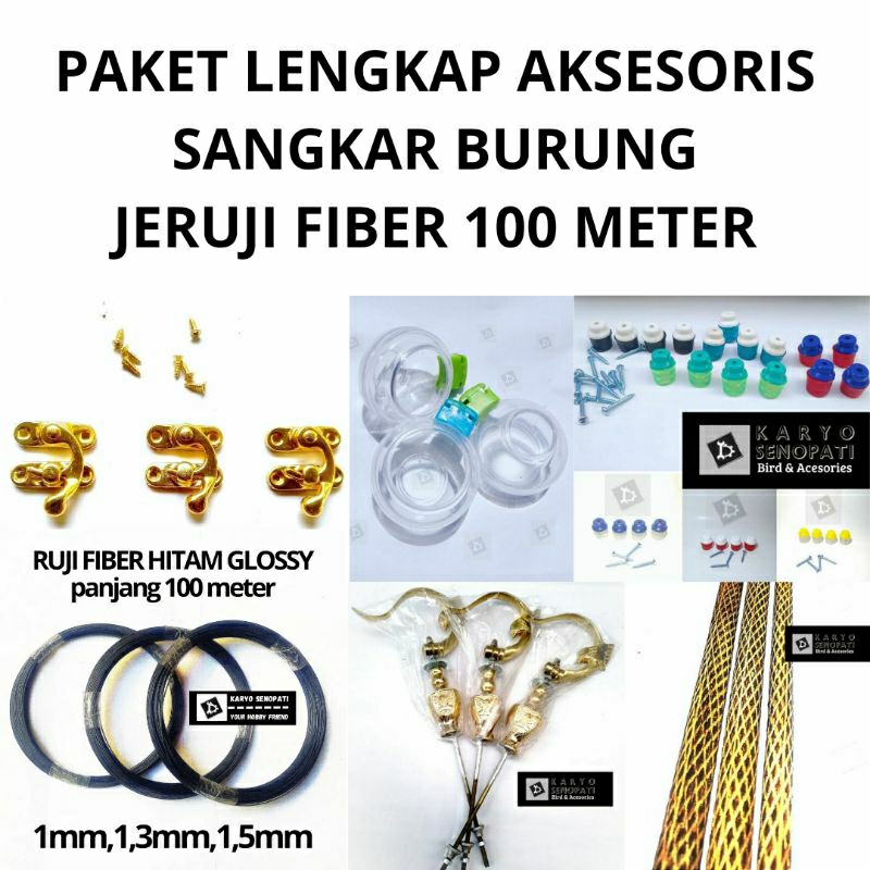 Jual jeruji ruji fiber hitam 100meter ukur 1mm,1,3mm,1,5mm aksesoris ...