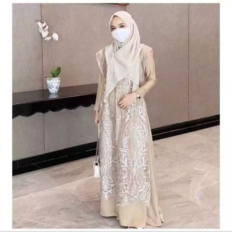 Jual Cardigan long vest tule/outer brukat premium/outer rompi brukat ...