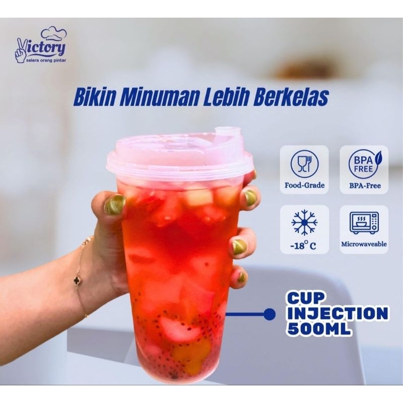 Jual (1 pack isi 25pcs) Victory Cup Injection Transparan 500ml 16oz ...