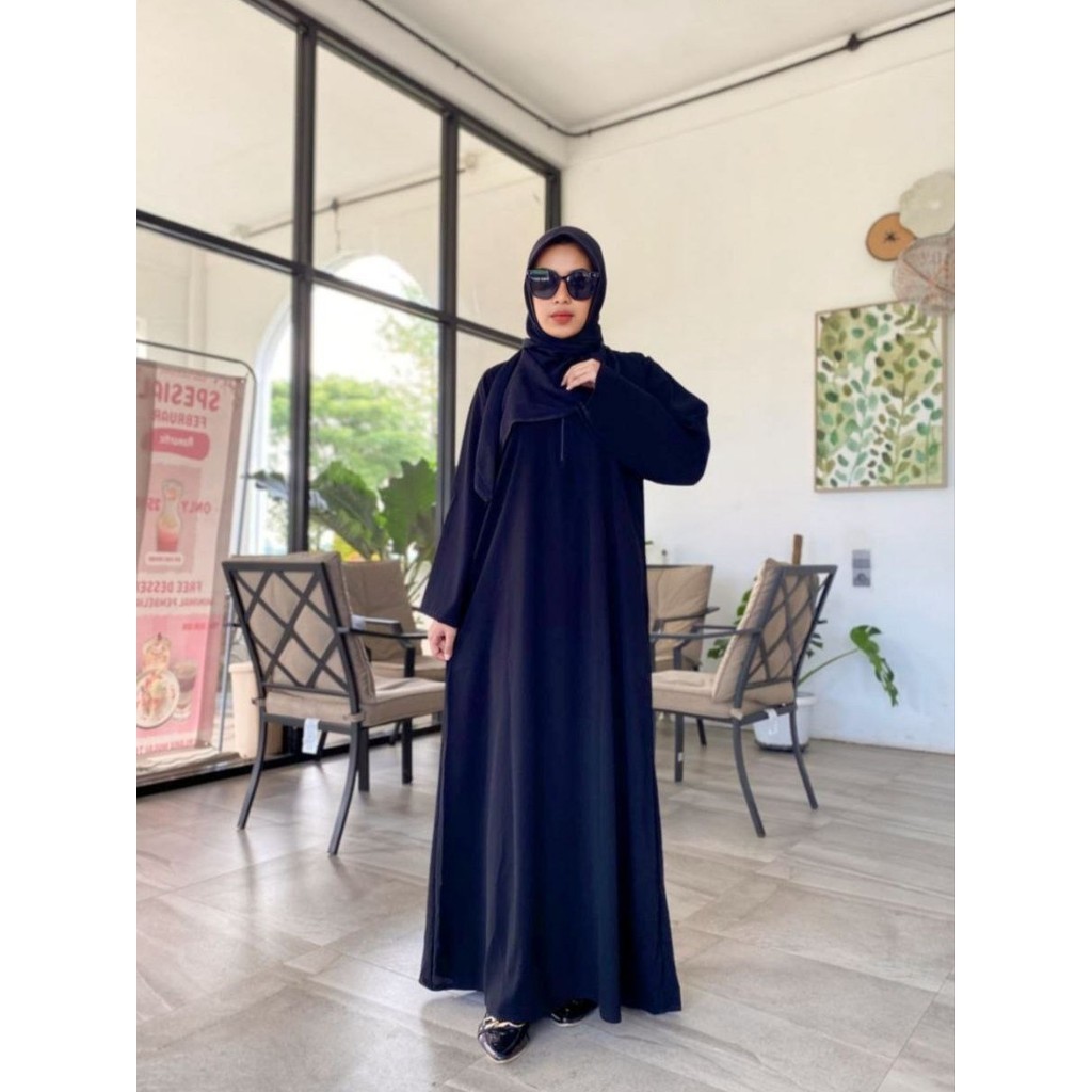 Jual Abaya Hitam Gamis Saudi Jetblack Premium Inner Simple - POLOS ...