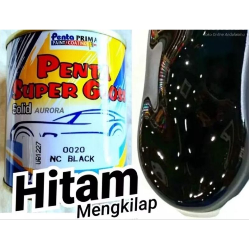 Jual CAT HITAM PENTA SUPER GLOSS BLACK 1/4KG CAT MOBIL DAN MOTOR HITAM ...