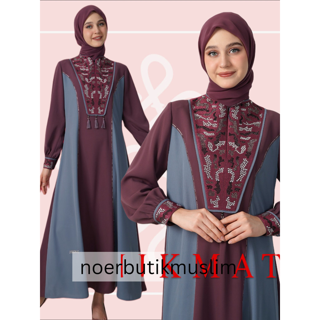 Jual Hikmat fashion original A7833 Abaya Hikmat Terbaru 2024 Ori noerbutikmuslim | Shopee Indonesia