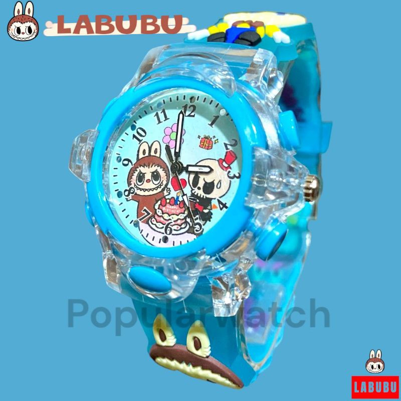 Jual jam tangan model jarum edisi LABUBU ada lampu warna warni. jam ...