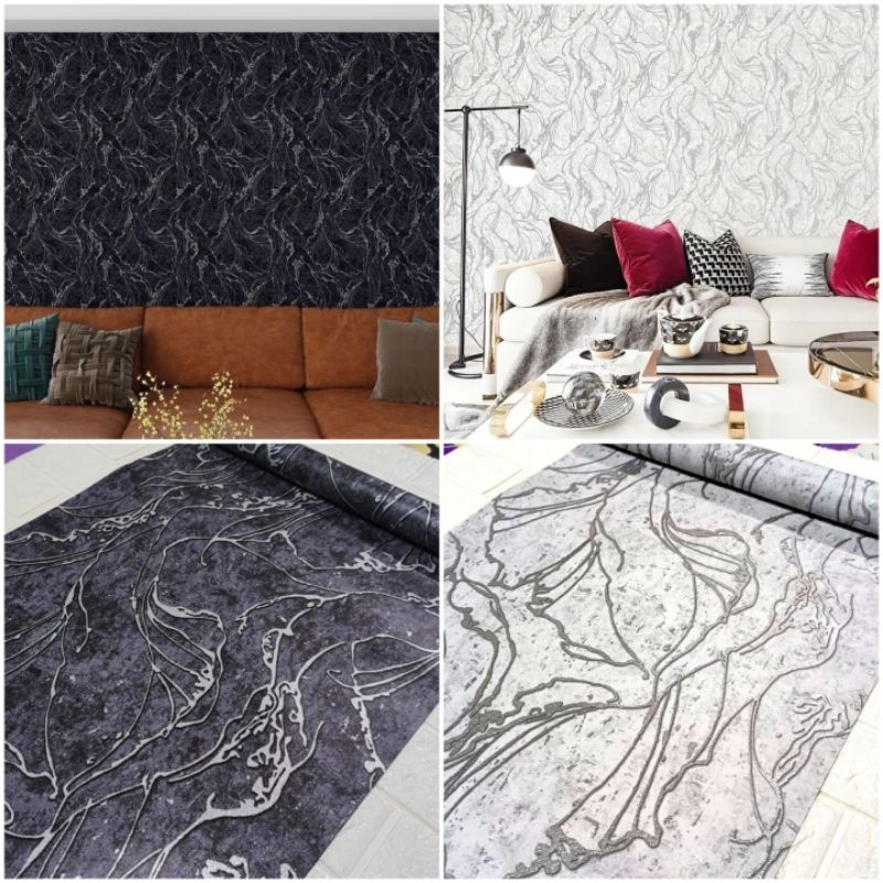 Jual NEW Wallpaper Sticker Dinding Motif Mural Hitam Putih Dekorasi ...