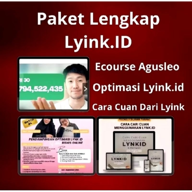 Jual Paket Ecourse Lengkap Belajar Lynk.id Bimbingan optimasi, Cuan dari Lynk.id dan Tutorial ...