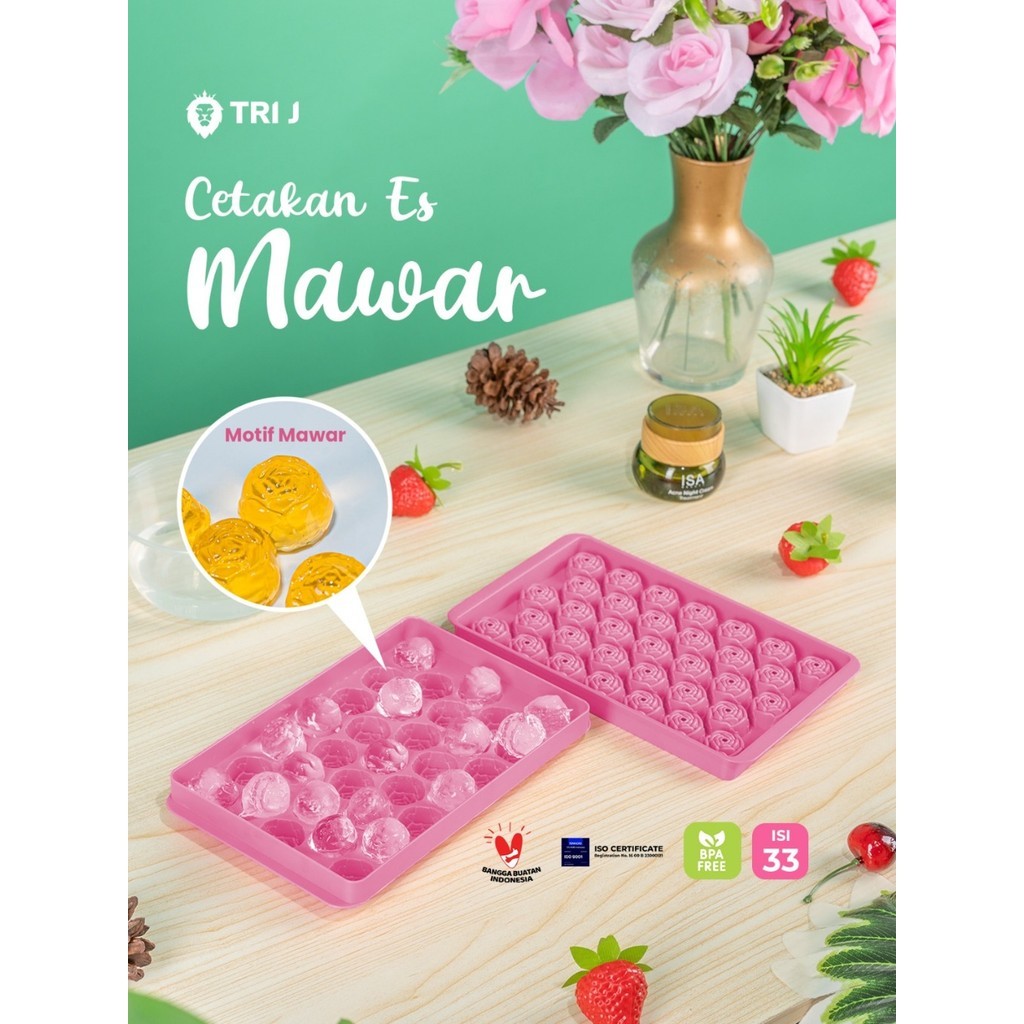 Jual TRI J Cetakan Es Batu Jelly Puding Model BUNGA MAWAR Ice Tray Ball ...