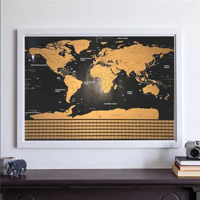 Jual Sedia HIASAN DINDING POSTER PETA DUNIA SCRATCH WORLD MAP FOR MARK ...