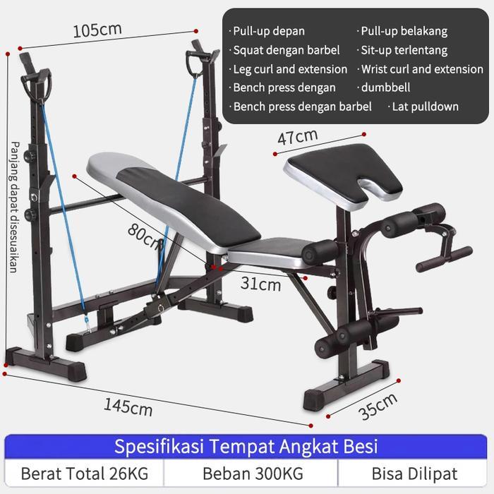 Jual Alat Olahraga Fitness Bench Press Multifungsi Adjustable Multy ...